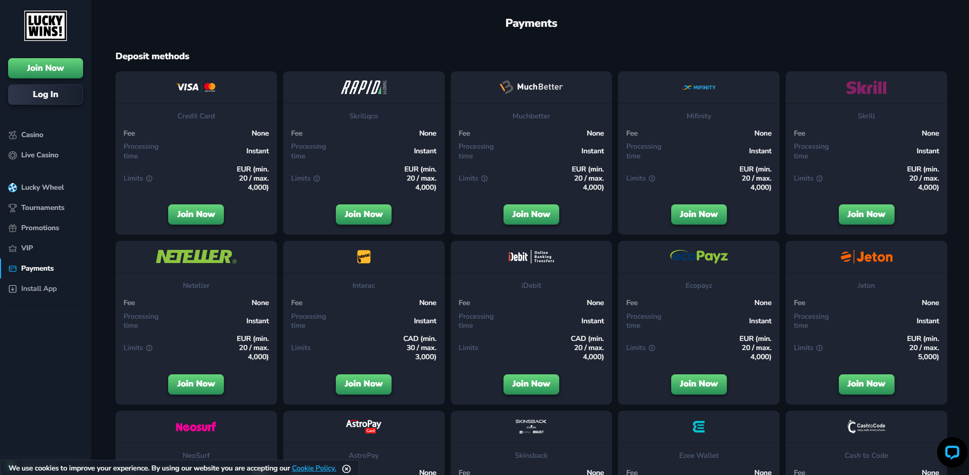 Lucky Win Casino: 3000 EUR and 300 Free Spins - Casino Bonus